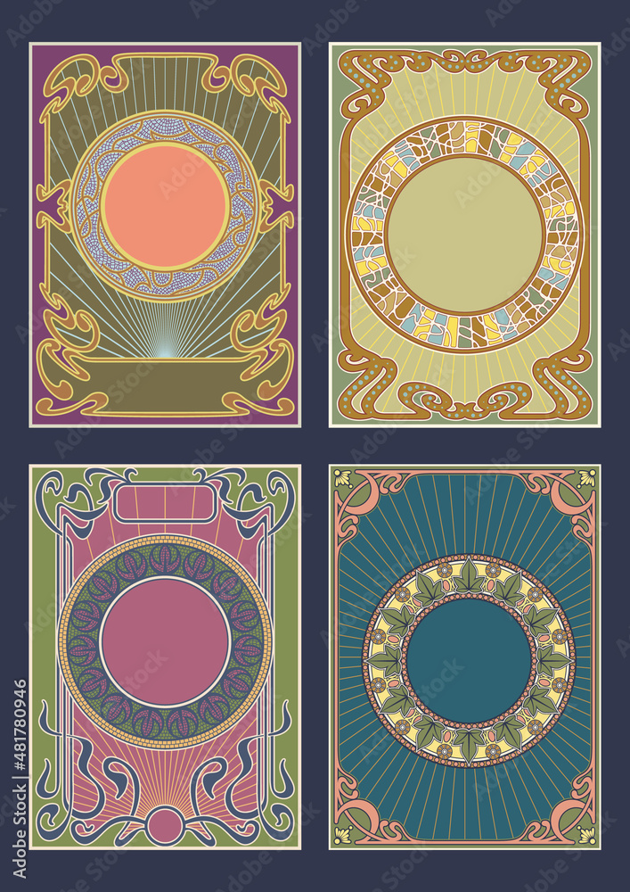 Art Nouveau Frames, Backgrounds. 1900s Style Decorative Ornate ...