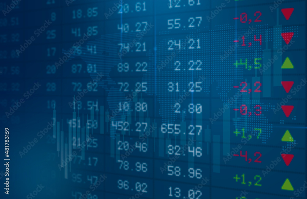 stock market graphs - market values and candlestick graphs Stock Photo ...