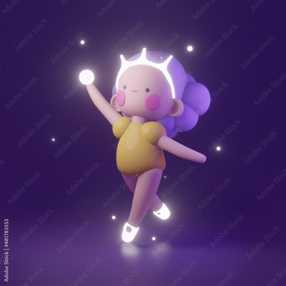 Kawaii ballerina girl dancing ballet pose. Cute cartoon character of a ...