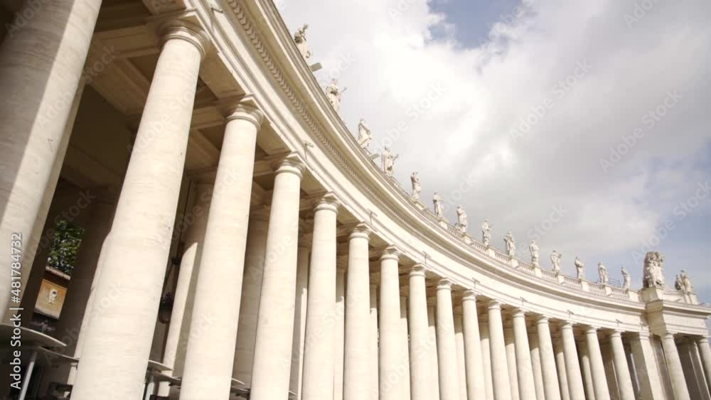 Beautiful high columns of the Saint Peter's basilica equipped with ...