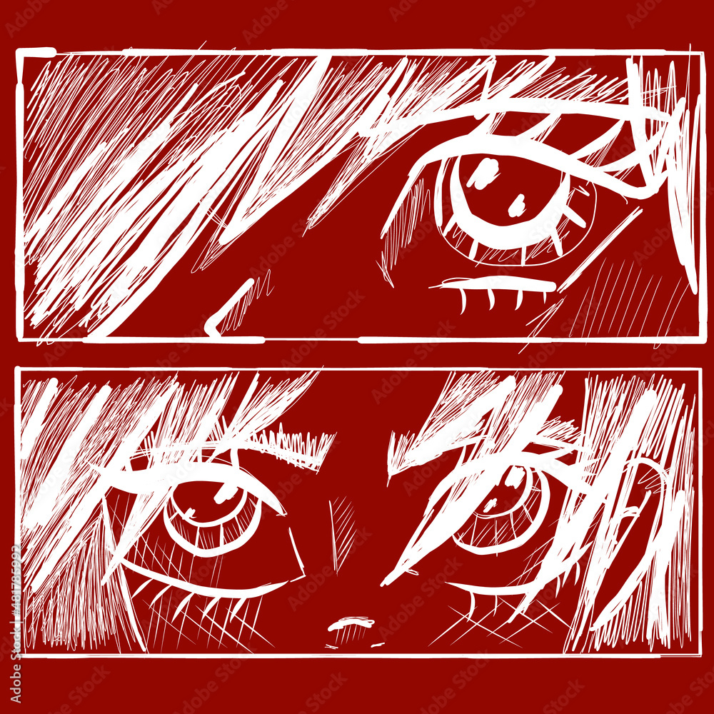 Manga style. Japanese cartoon Comic concept. Anime characters. Vector ...