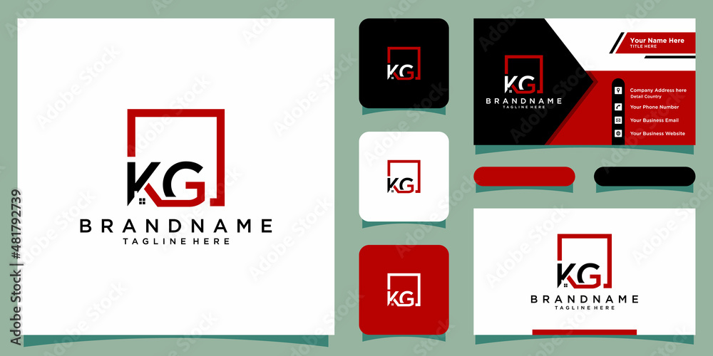 Letter kg vector logo. home icon and symbol and business card design ...