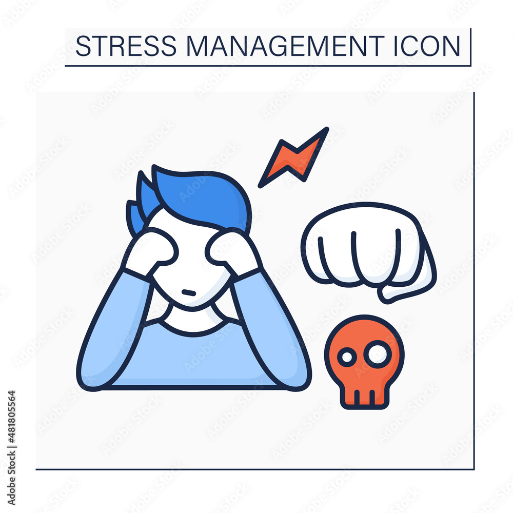 Stress response color icon. Reaction to surrounding situations ...