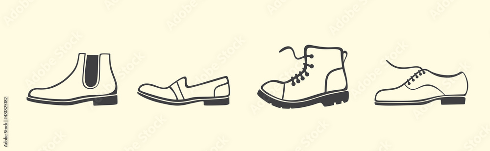 Shoe, boot, footwear image color SVG set. Tailored handmade bespoke ...