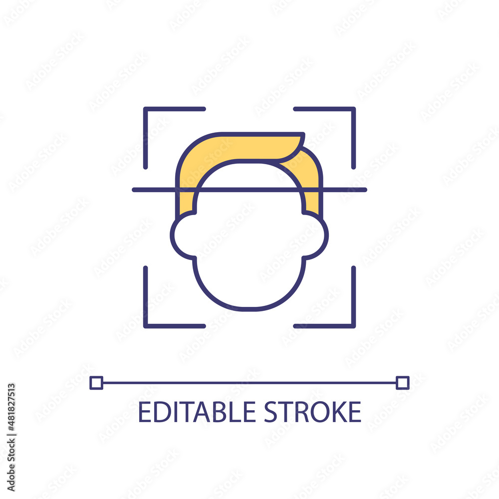 Facial scanner RGB color icon. Safe access to sensitive information ...