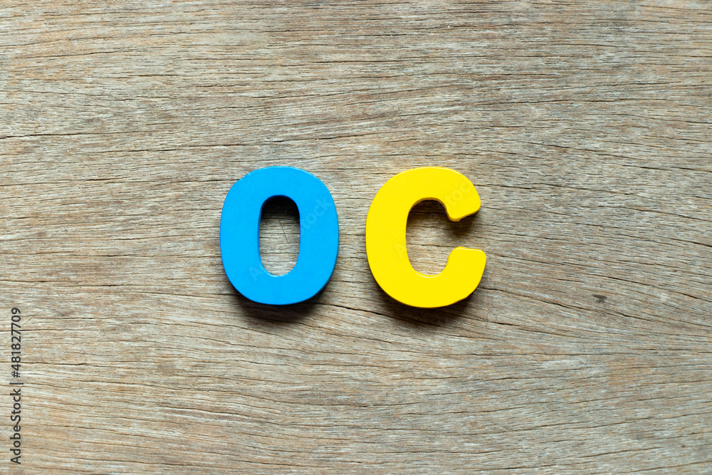 Color alphabet letter in word OC (Abbreviation of opportunity cost or ...