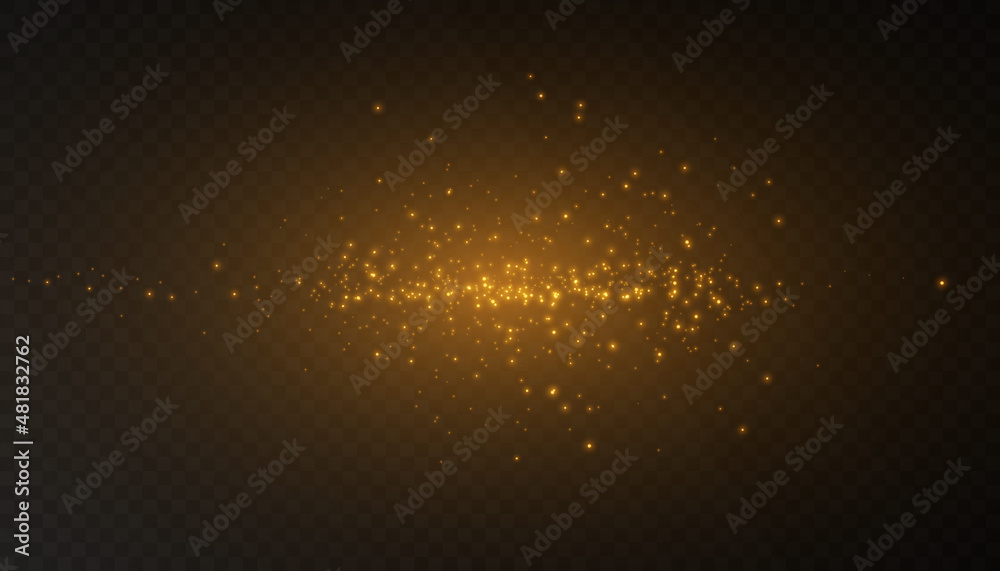 Glowing light effect yellow golden color with lots of shiny particles ...