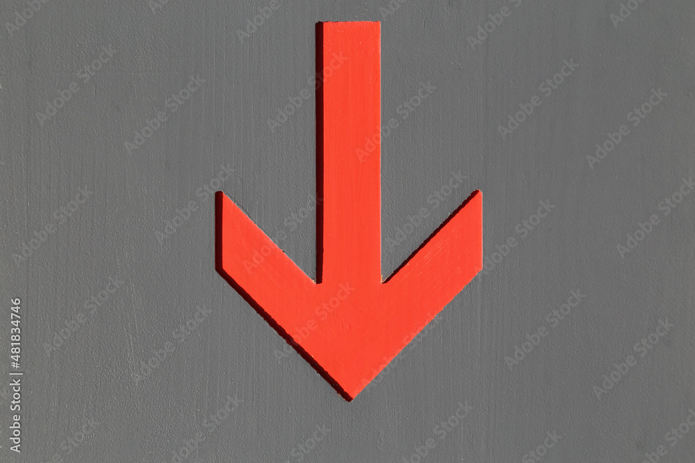 Poster A red arrow indicating a downwards direction. – Wall Art | UkPosters