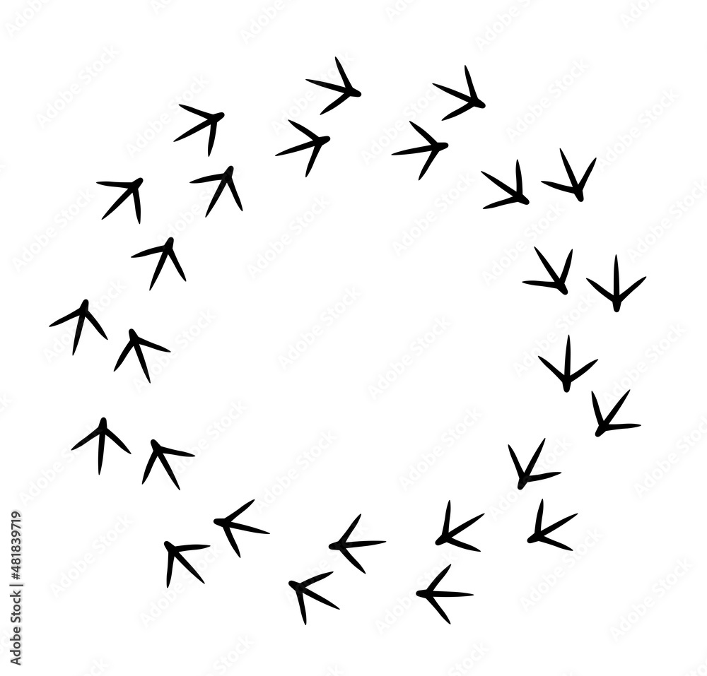 Chicken feet track in black color. Circle shape path Stock Vector ...