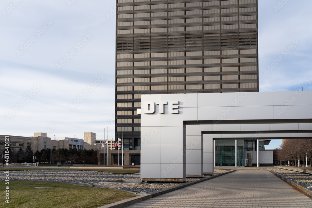 Detroit, Michigan, USA - December 26, 2021: DTE headquarters in Detroit ...