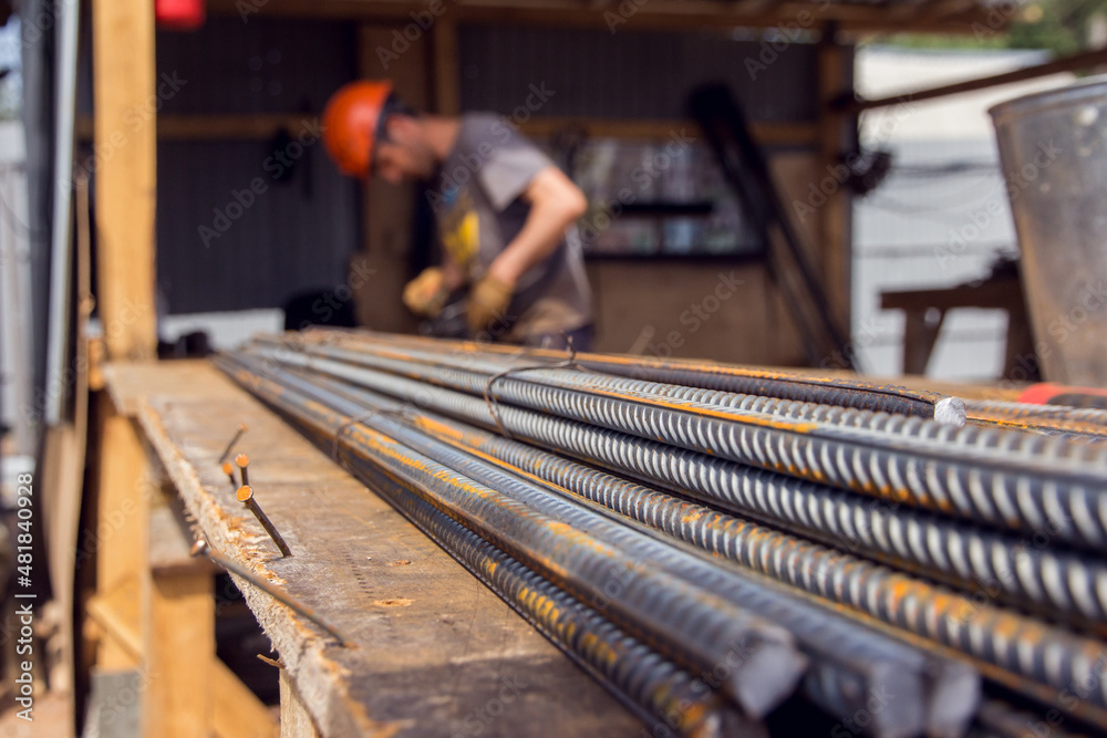 Assembly of reinforcing bars for pouring concrete. Steel rebar for ...