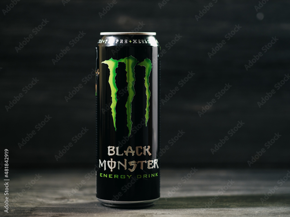 Black Monster Energy Drink. Bryansk, Russia, January 21, 2022 Stock ...