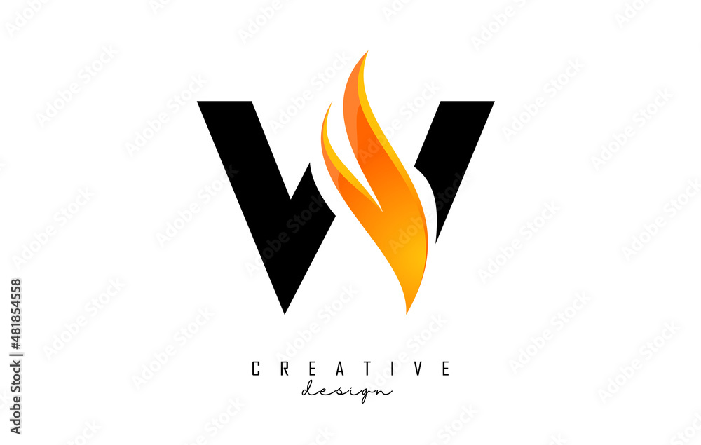 Letter W On Fire