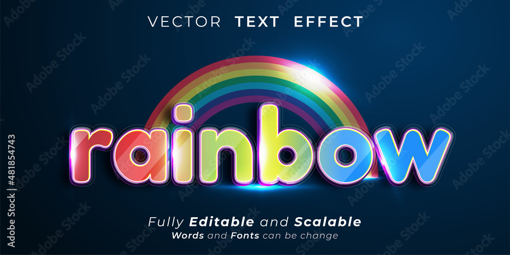 Editable text effect Rainbow 3d style illustrations Stock Vector ...