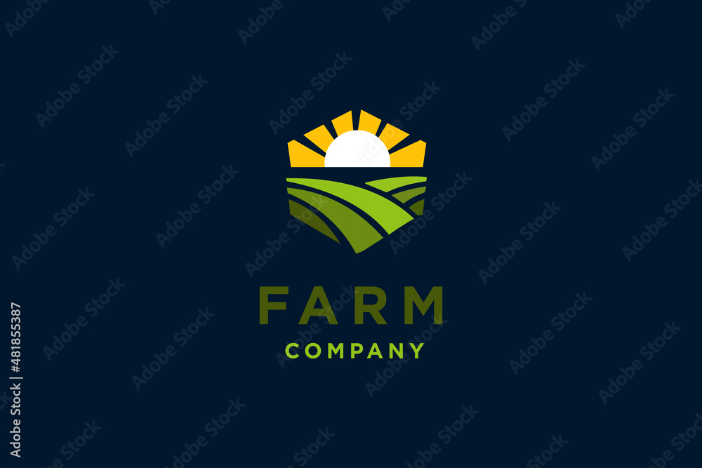 Farm field logo design vector illustration. Stock Vector | Adobe Stock