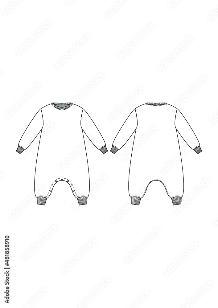 Kids Onesie Technical Fashion Drawing Design Template Stock Vector ...