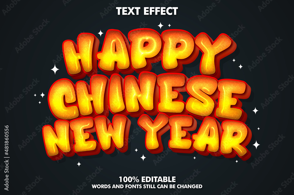 Happy chinese new year text effects. Editable cartoon text effects ...