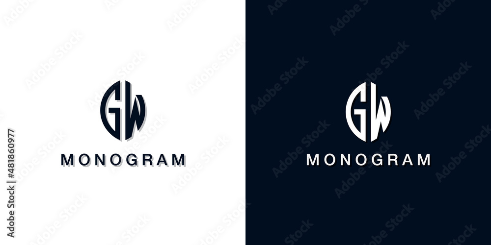 Leaf style initial letter GW monogram logo. Stock Vector | Adobe Stock