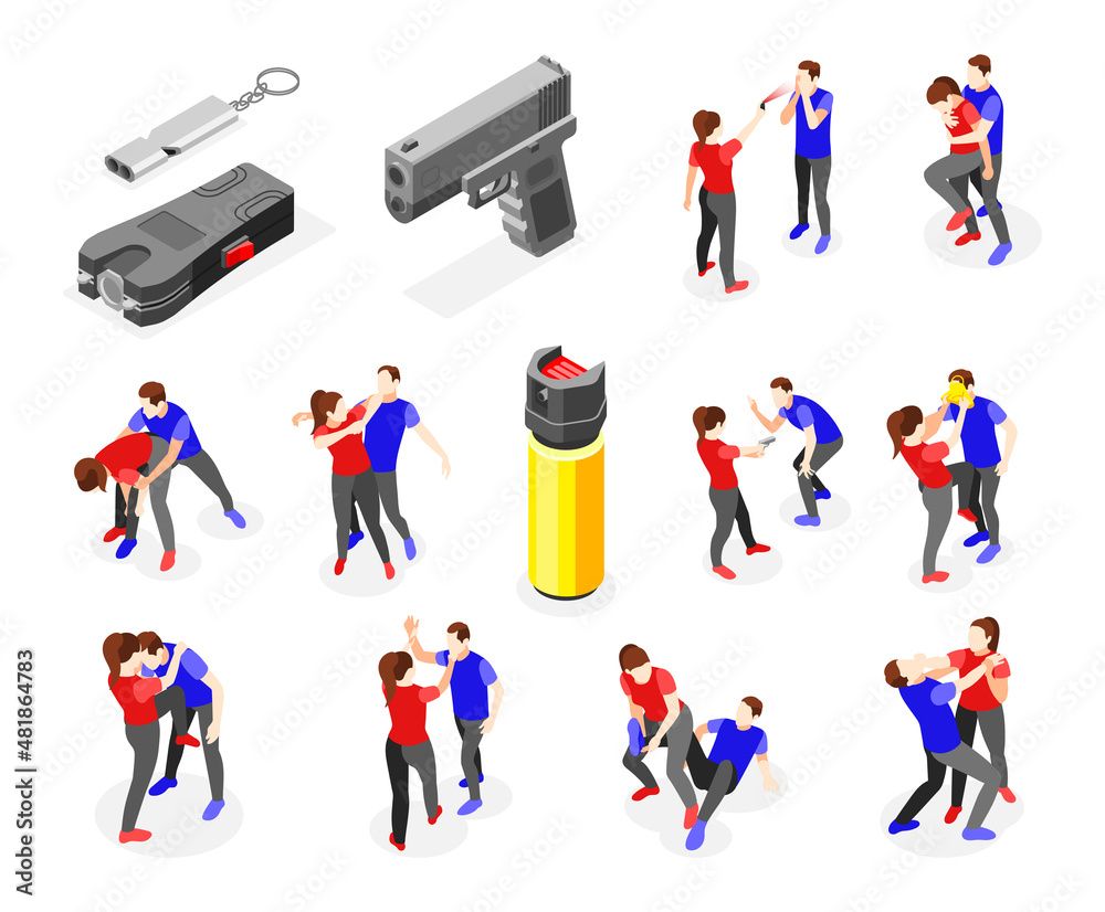Self Defense Icon Set Stock Vector | Adobe Stock
