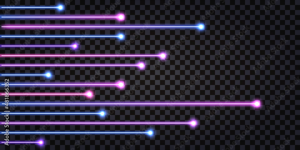 Fiber optic cable lines. Neon glowing light effect. Network connection ...