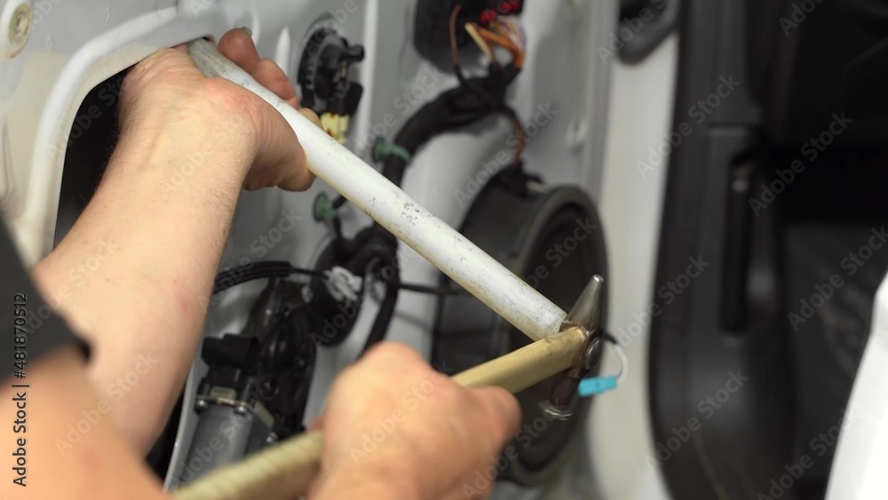 Video Process Of Repairing Dent On Car Door Surface in Car Repair Shop ...