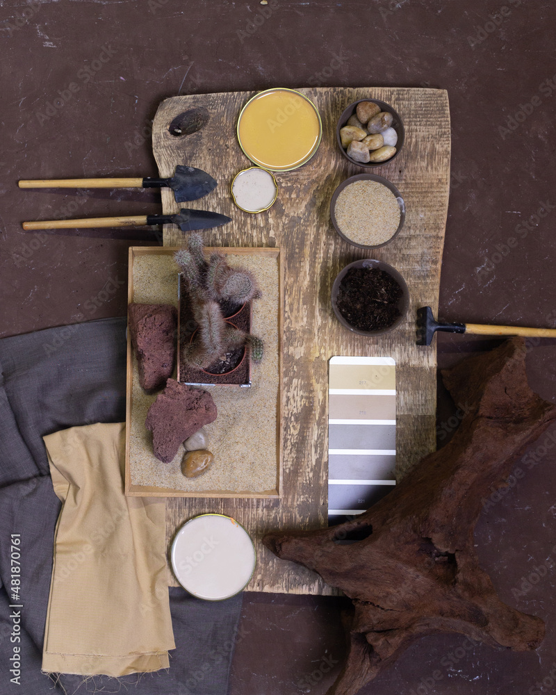 color palette mood board for interior design and decor Stock Photo ...