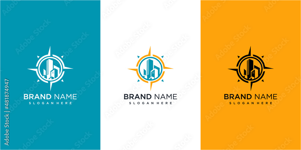 compass building logo design concept. navigation building logo design ...