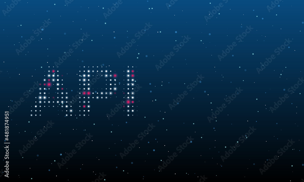 On the left is the api symbol filled with white dots. Background ...