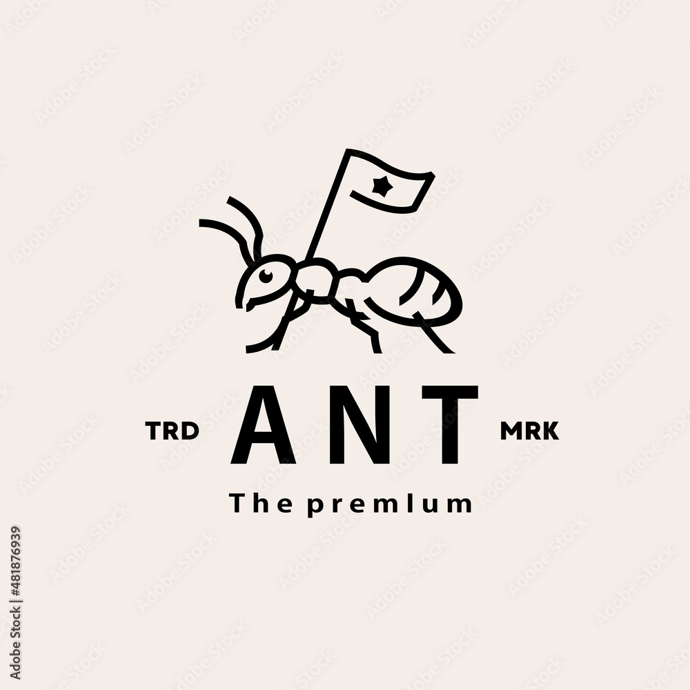 vintage retro hipster ant logo vector outline monoline art icon Stock ...