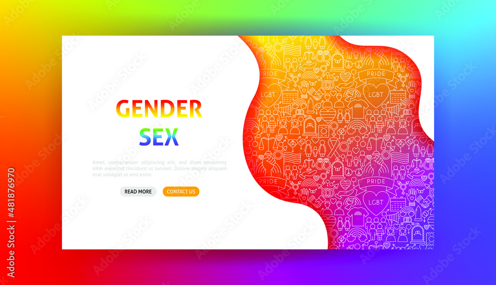 Gender Sex Landing Page. Vector Illustration of Outline Design. Stock ...