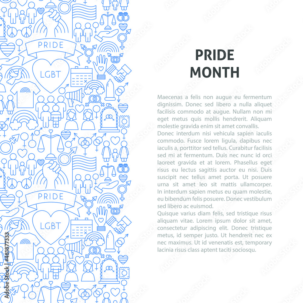 Pride Month Line Pattern Concept. Vector Illustration of Outline Design ...