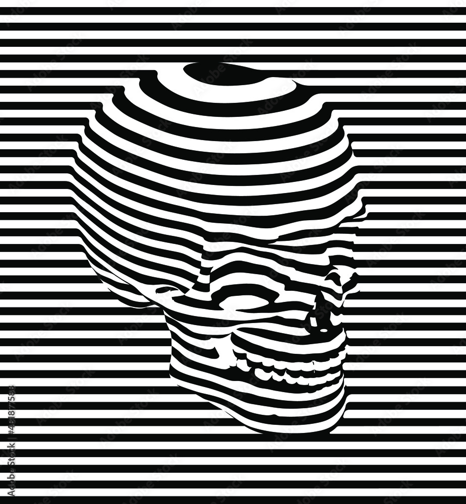 Vector seamless pattern illustration of human skull in black and white ...