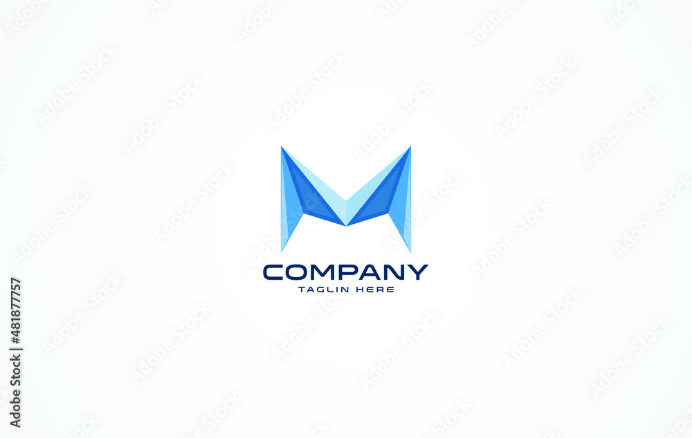 Letter M plane logo design, Vector Illustration Modern Monogram icon ...