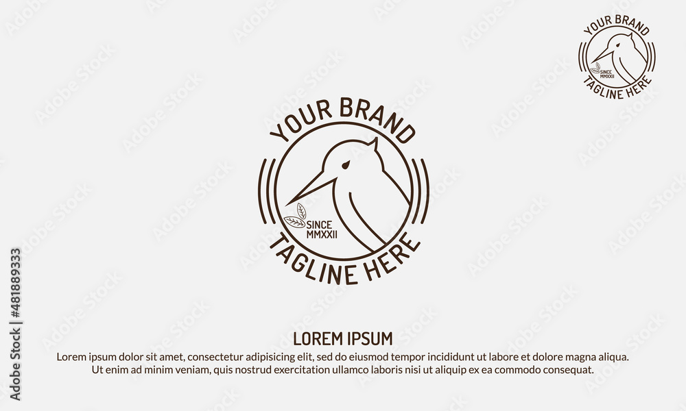 retro vintage bird logo illustration. line art bird logo Stock Vector ...