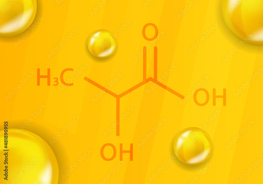 Lactic acid chemical formula. Lactic acid 3D Realistic chemical ...