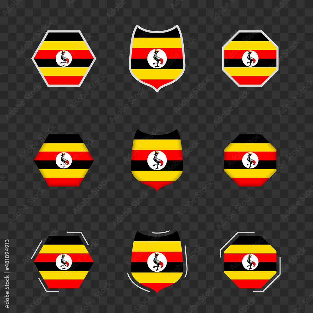 National symbols of Uganda on a dark transparent background, vector ...