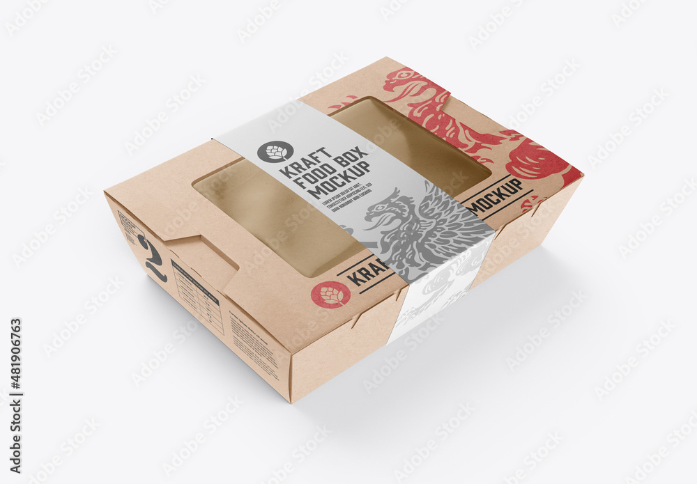Flat Food Box with Sleeve Mockup Stock Template | Adobe Stock