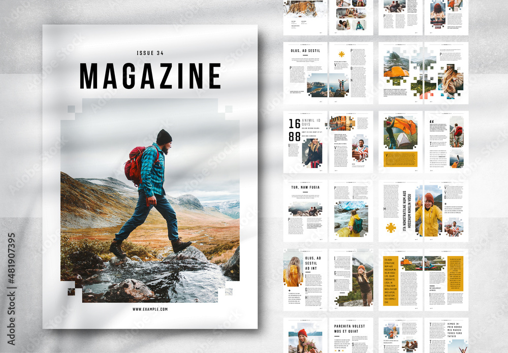 Clean Magazine Layout Stock Template | Adobe Stock