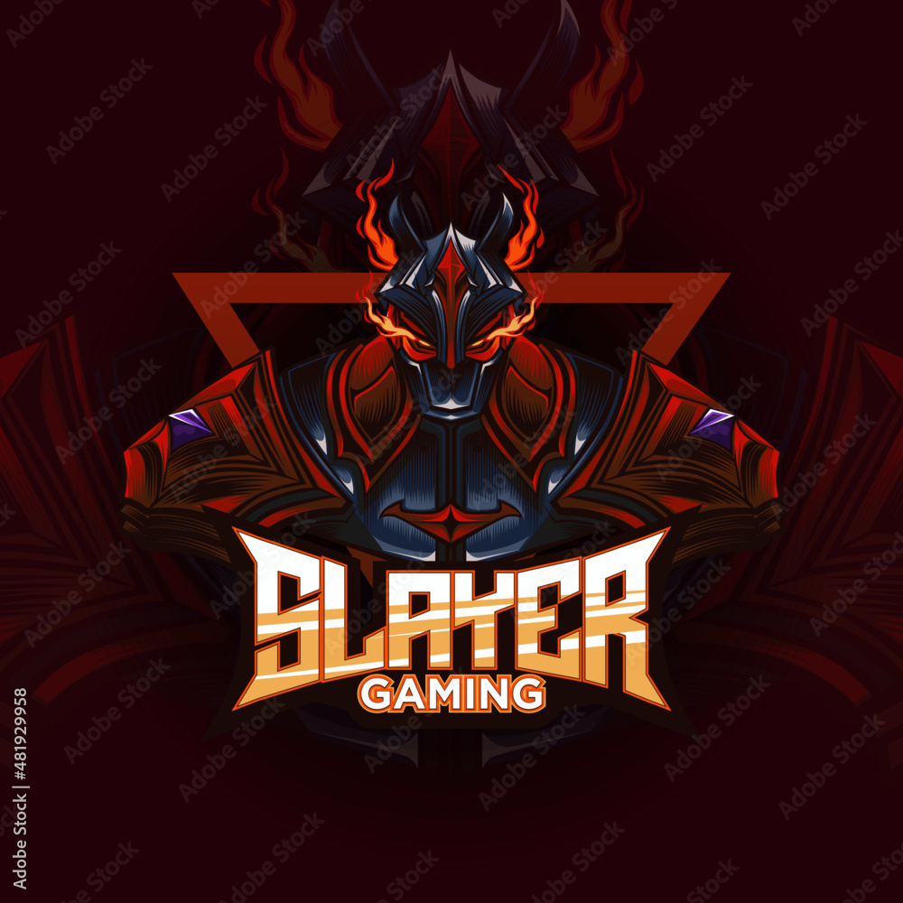 Demon Slayer Warrior Logo Gaming E-Sport Illustration Red Black Color ...