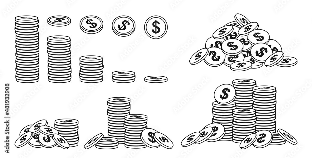 Gold Coins Clipart Black And White