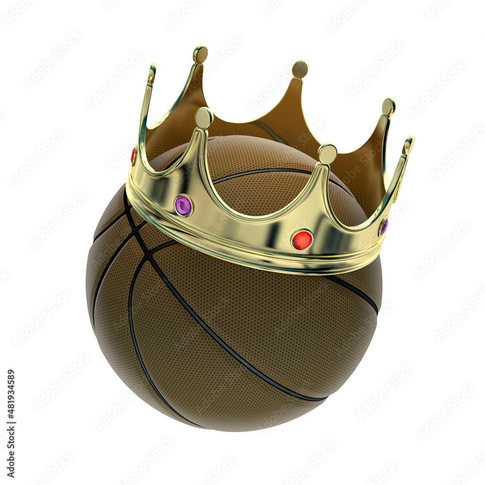 King of basketball concept. Golden crown on top of basketball.3d ...