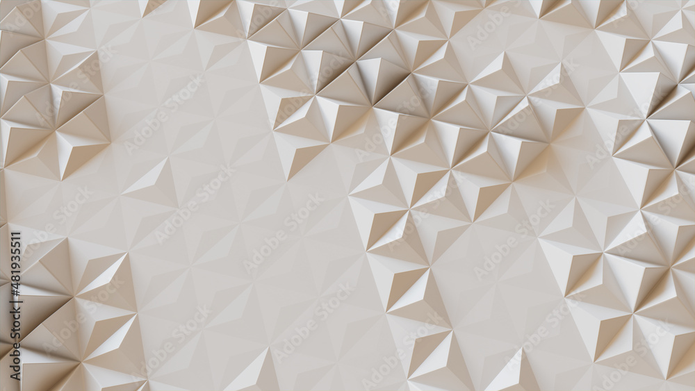 White Abstract Surface with Triangular Pyramids. Futuristic, Light 3d ...
