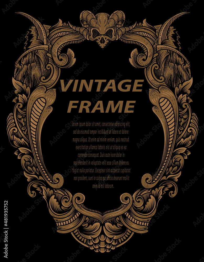 Vintage frames in baroque antique style. engraving retro frames ...