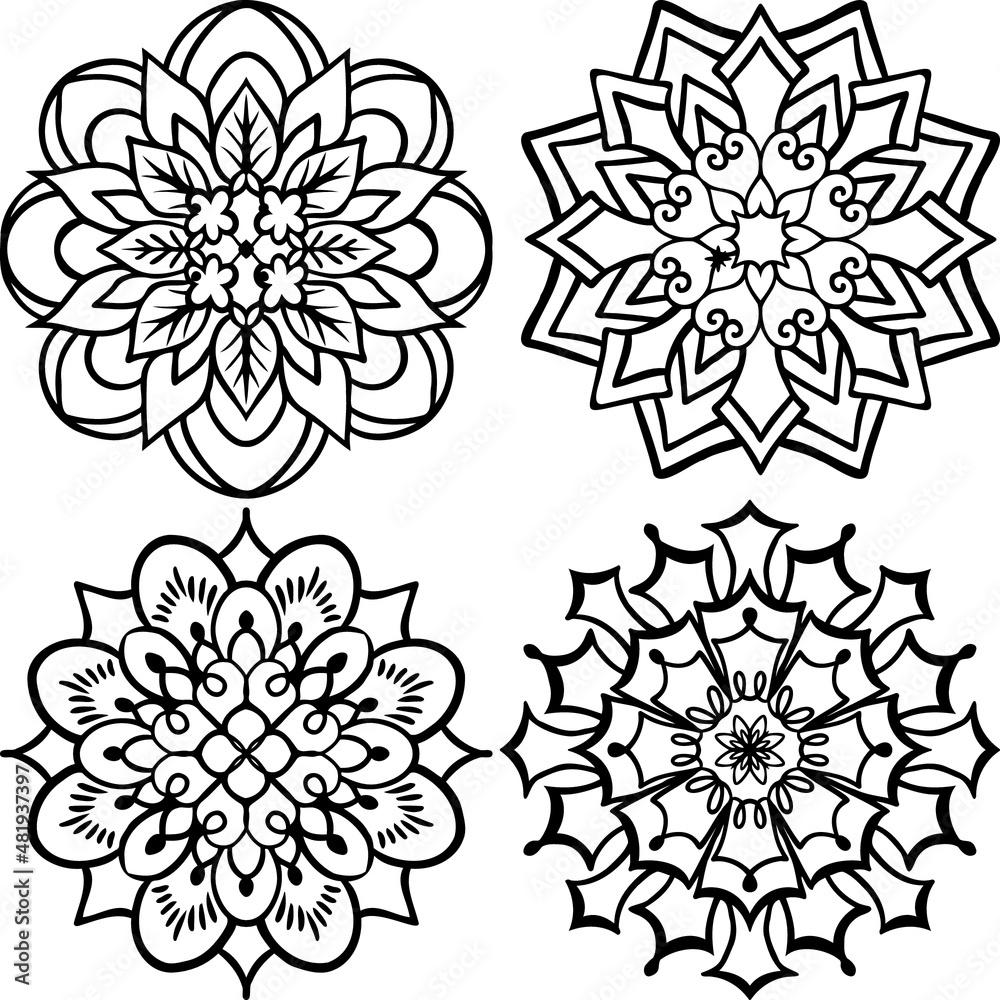 Mandalas hand drawing vector set , set of element for design and ...