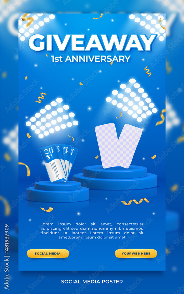 Giveaway anniversary contest invitation social media story template ...