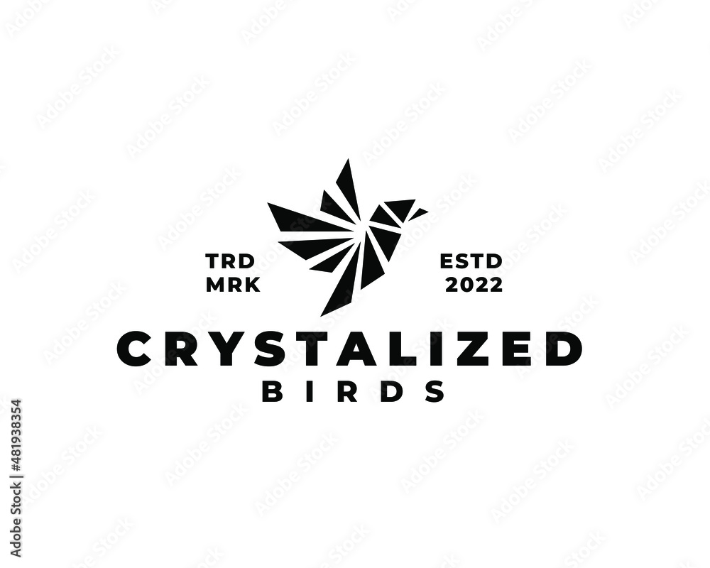 triangular crystal flying bird logo concept. Vector illustration Stock ...