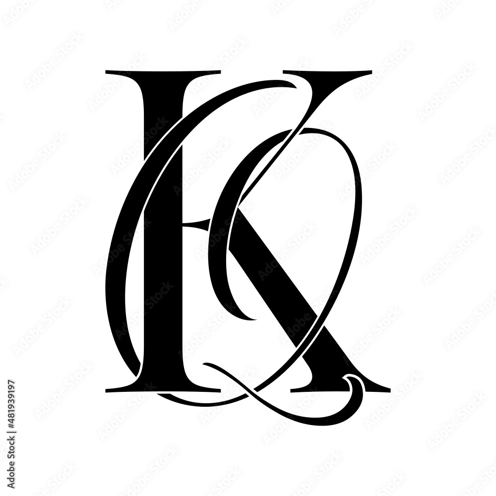 kq, qk, monogram logo. Calligraphic signature icon. Wedding Logo ...