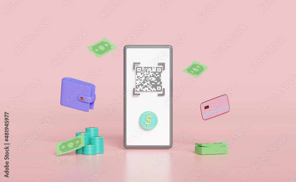 mobile phone or smartphone with barcode, qr code scanning, wallet ...