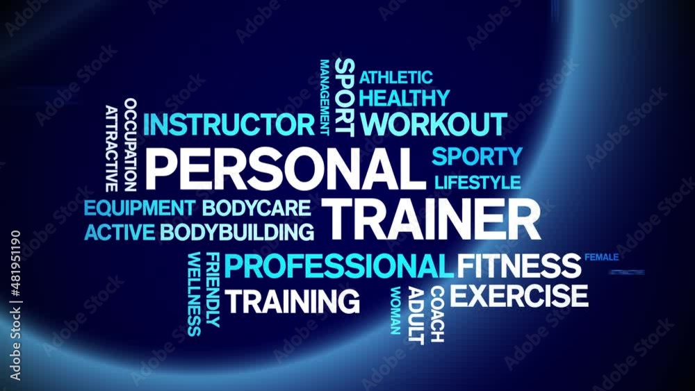 4k Personal Trainer Animated Tag Word Cloud;Text Design Animation ...