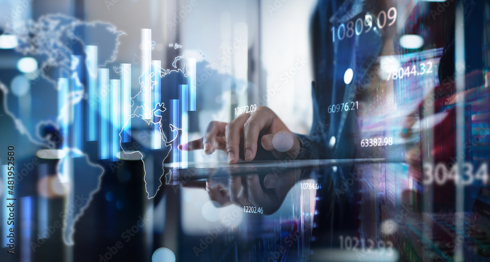 Abstract futuristic infographic with visual data, digital technology ...